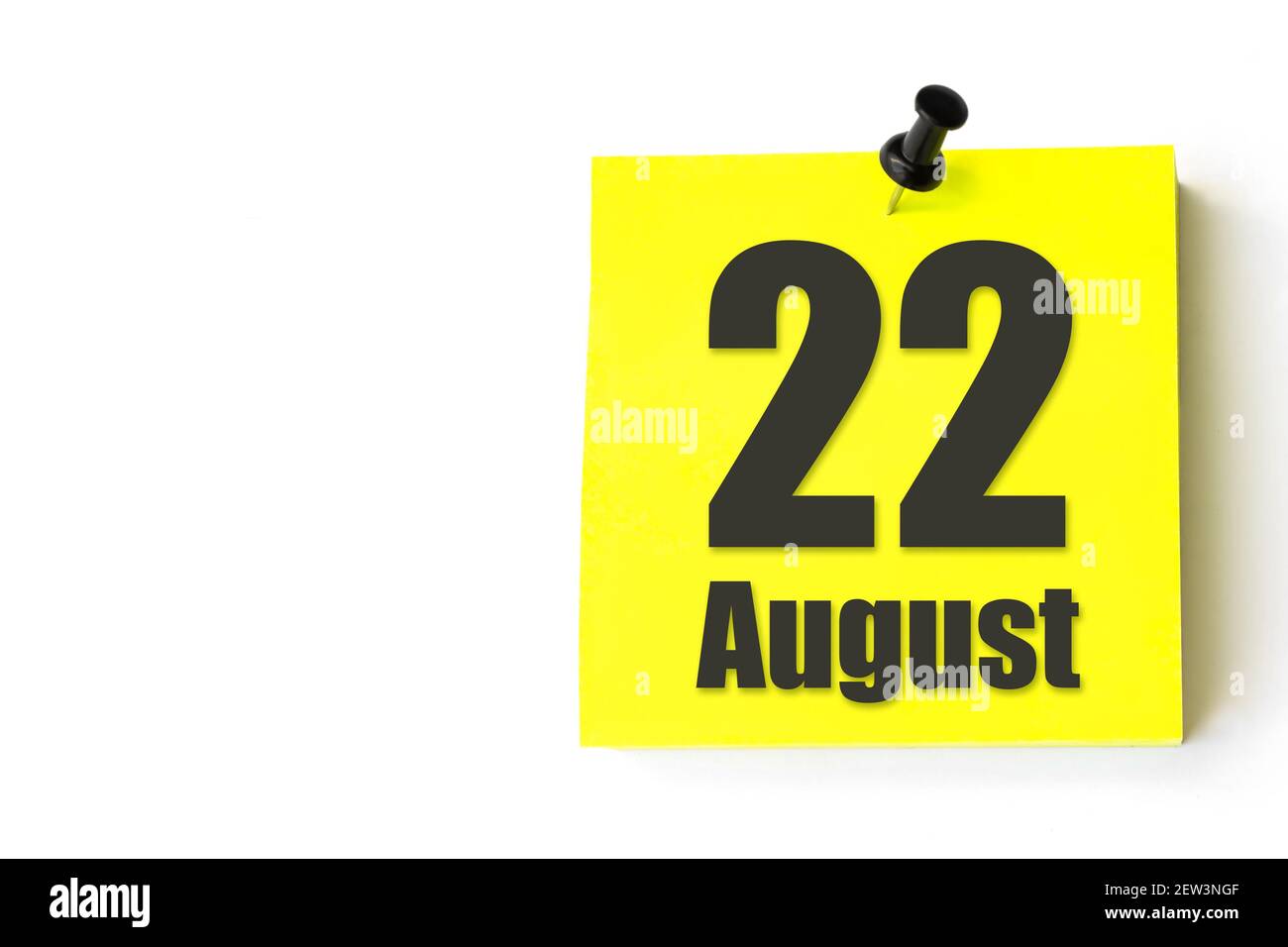 August 22nd. Day 22 of month, Calendar date. Yellow sheet of the ...
