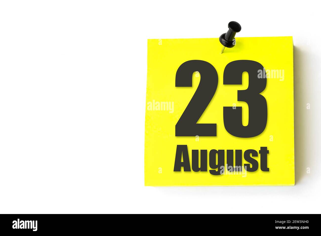 August 23rd. Day 23 of month, Calendar date. Yellow sheet of the ...