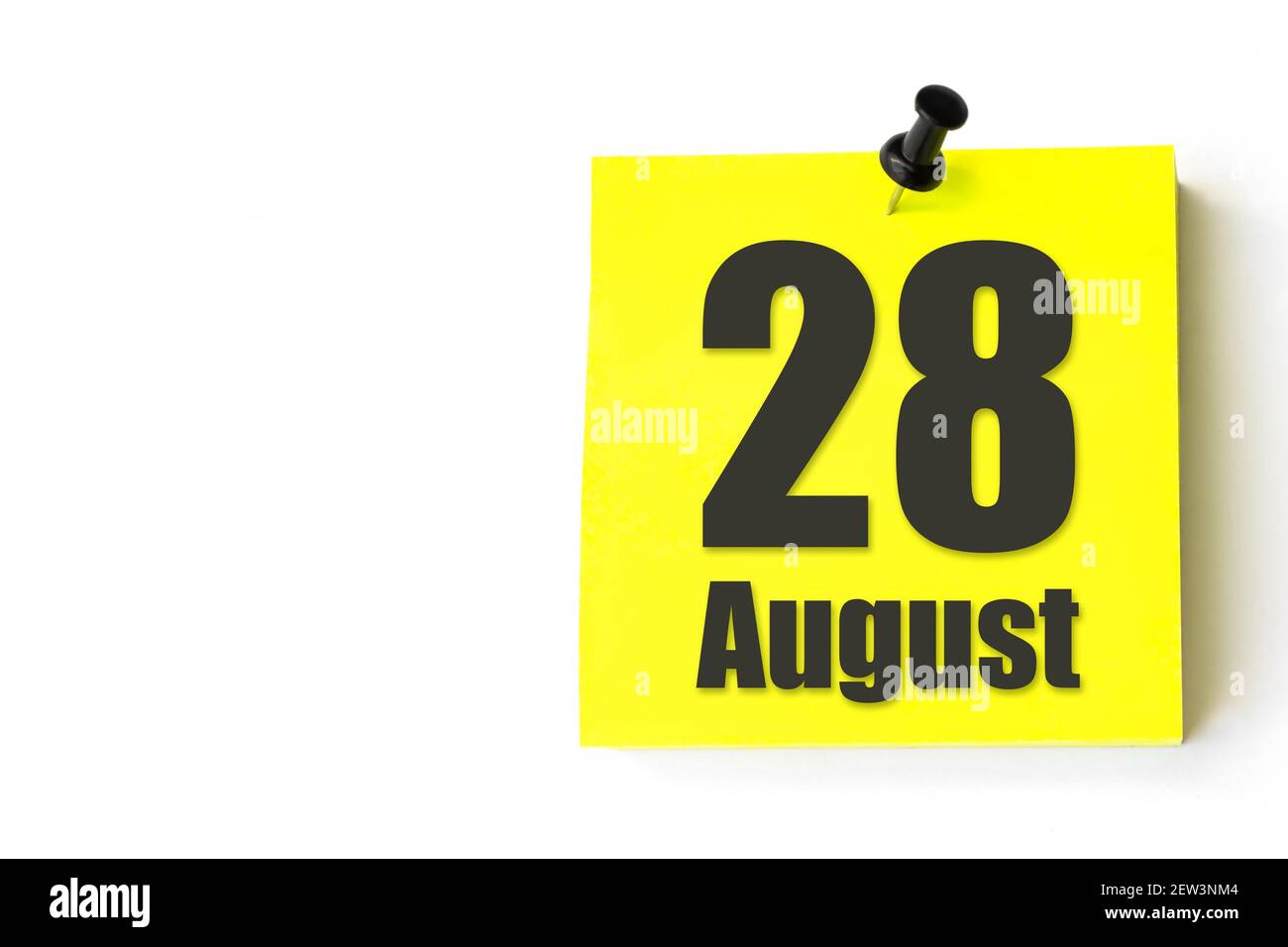 August 28th. Day 28 of month, Calendar date. Yellow sheet of the ...