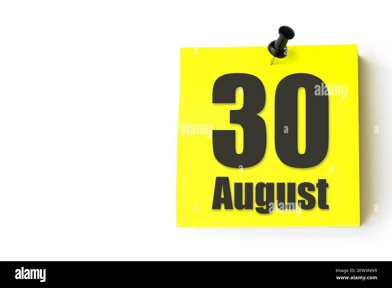 August 30th. Day 30 of month, Calendar date. Yellow sheet of the ...