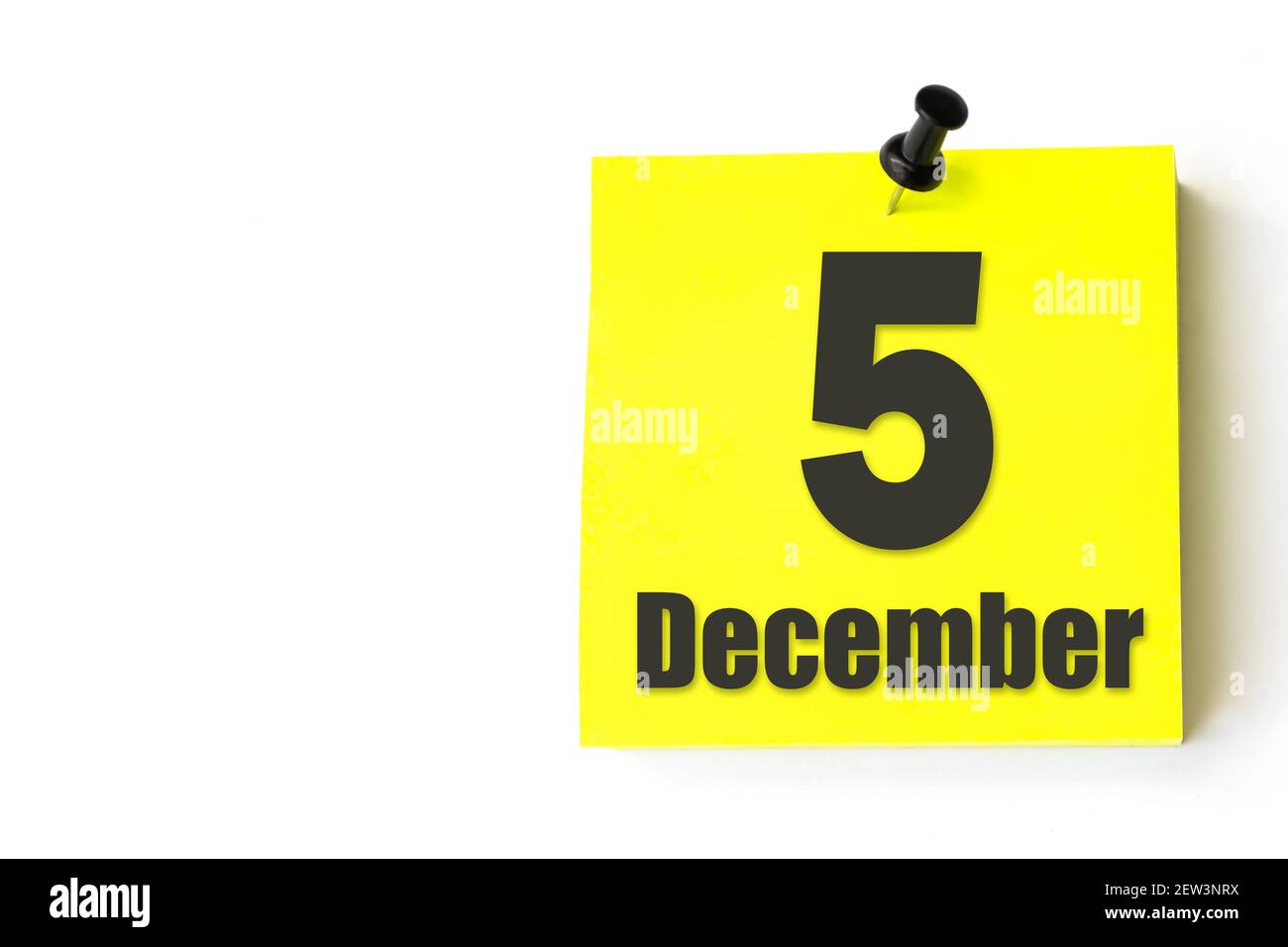December 5th. Day 5 of month, Calendar date. Yellow sheet of the ...