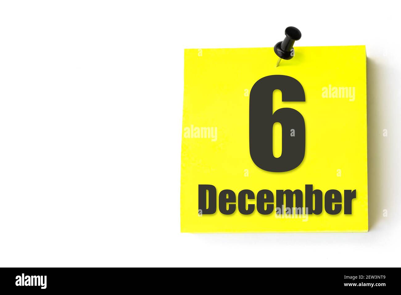 December 6th. Day 6 of month, Calendar date. Yellow sheet of the ...