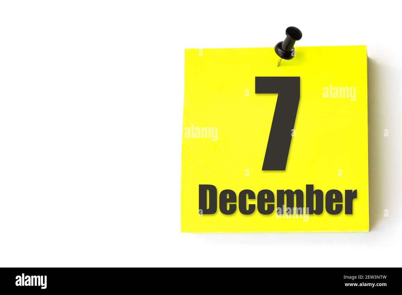 December 7th. Day 7 of month, Calendar date. Yellow sheet of the ...
