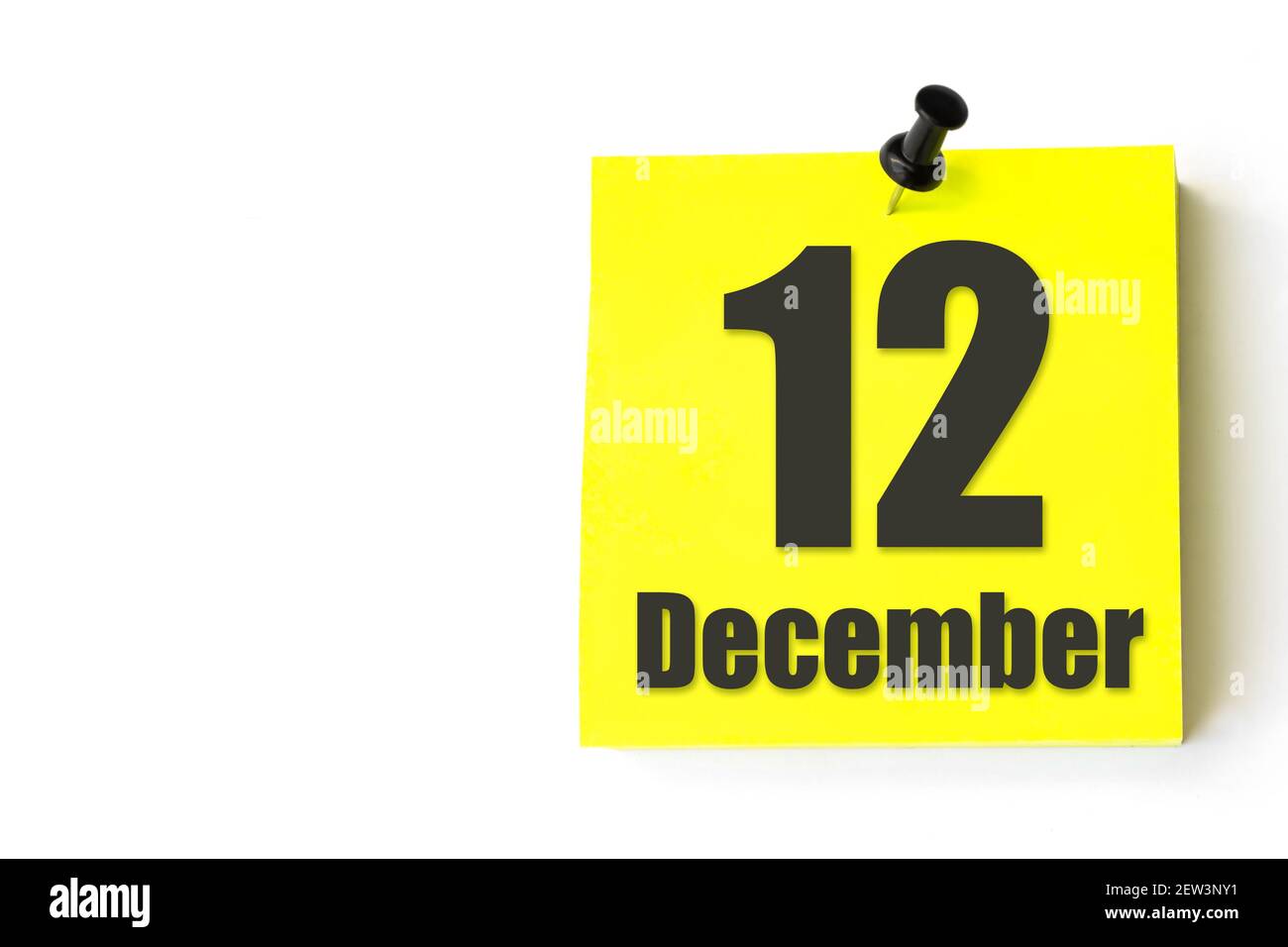 December 12nd. Day 12 of month, Calendar date. Yellow sheet of the ...
