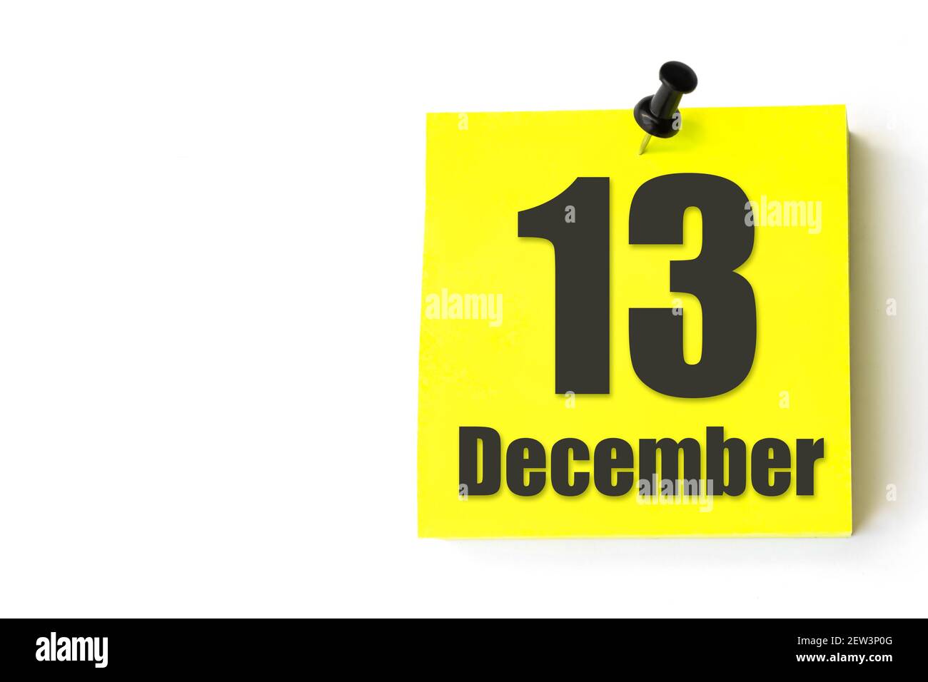 December 13rd. Day 13 of month, Calendar date. Yellow sheet of the ...