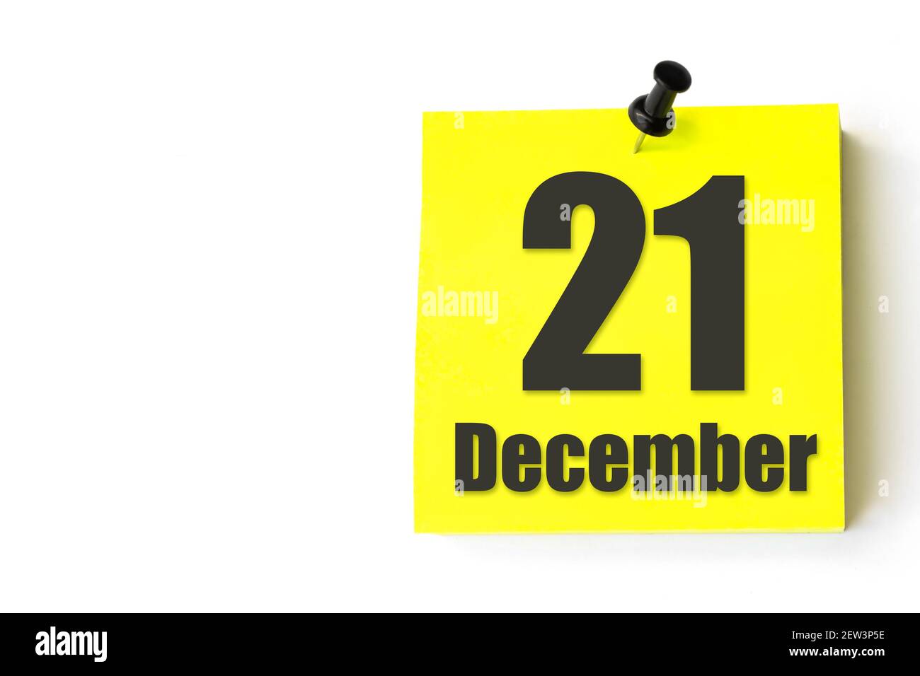 December 21st . Day 21 of month, Calendar date. Yellow sheet of the ...