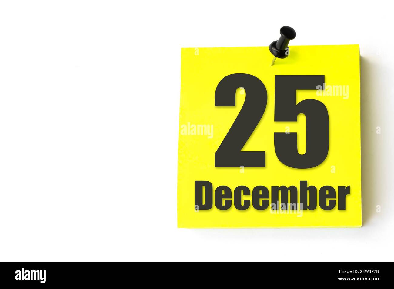 December 25th. Day 25 of month, Calendar date. Yellow sheet of the ...