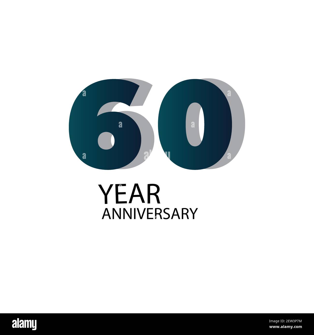 60 Year Anniversary Vector Template Design Illustration Blue Elegant ...
