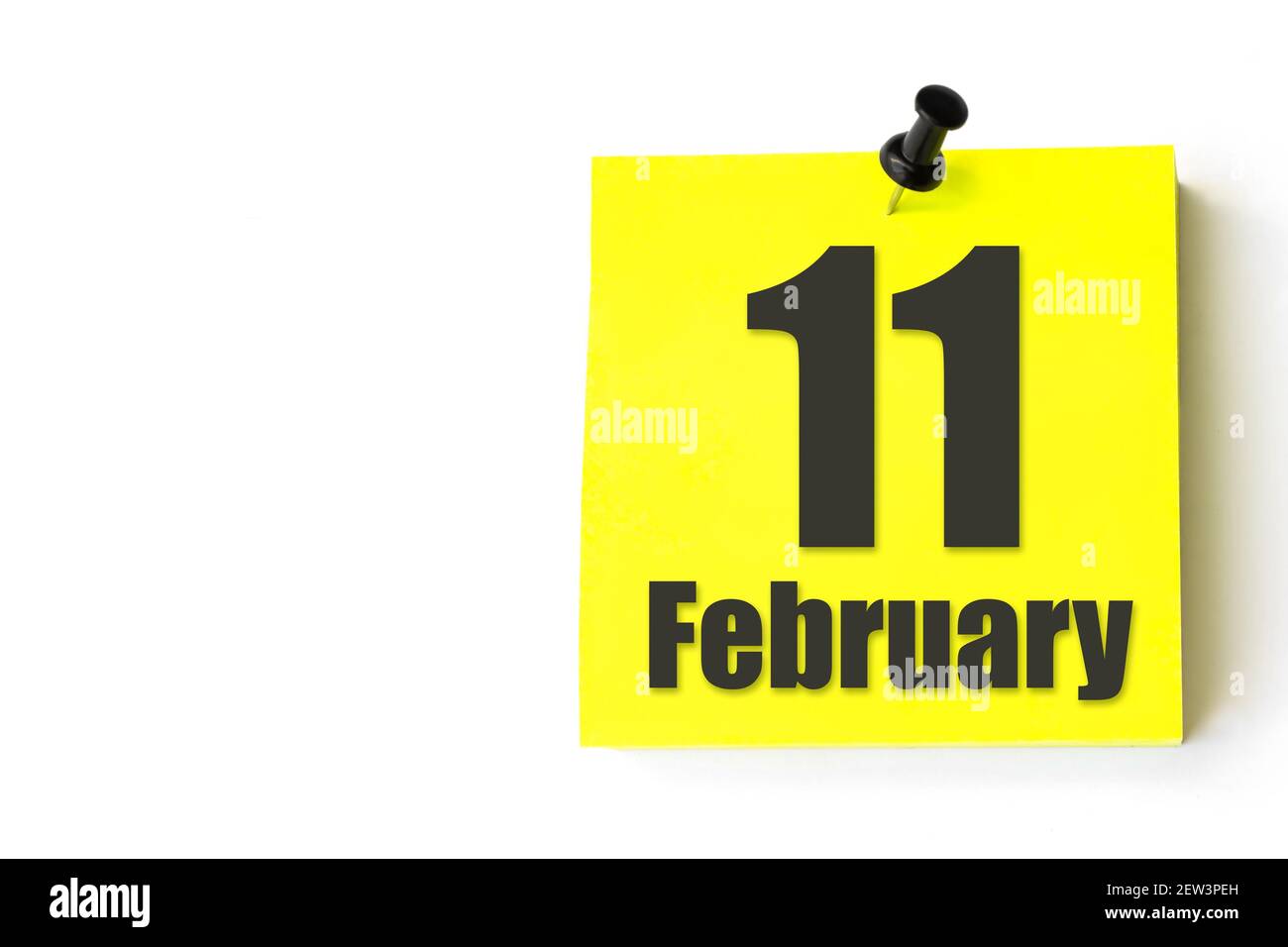 February 11st . Day 11 of month, Calendar date. Yellow sheet of the ...