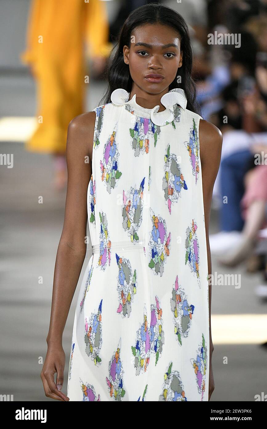Symone Challenger walks on the runway during the Tibi Fashion show at ...