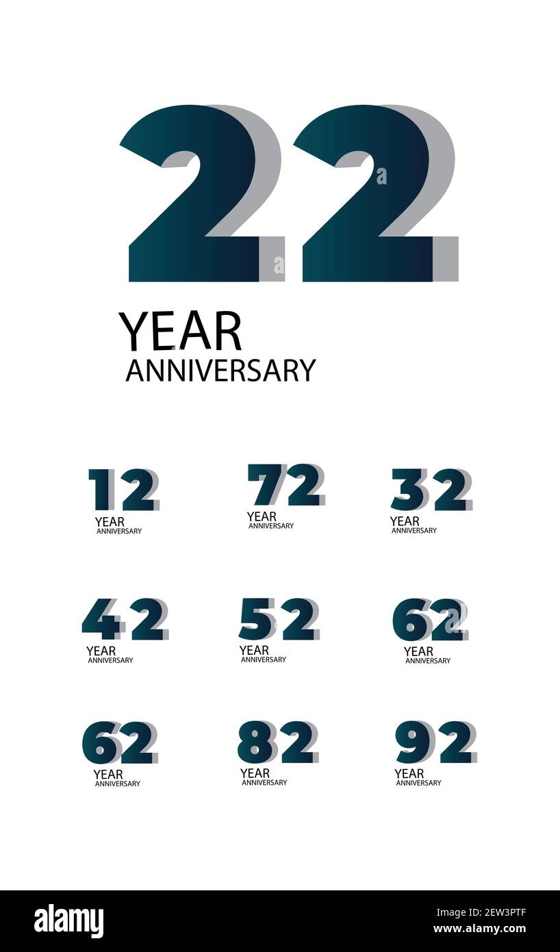 Set Year Anniversary Vector Template Design Illustration Blue Elegant ...