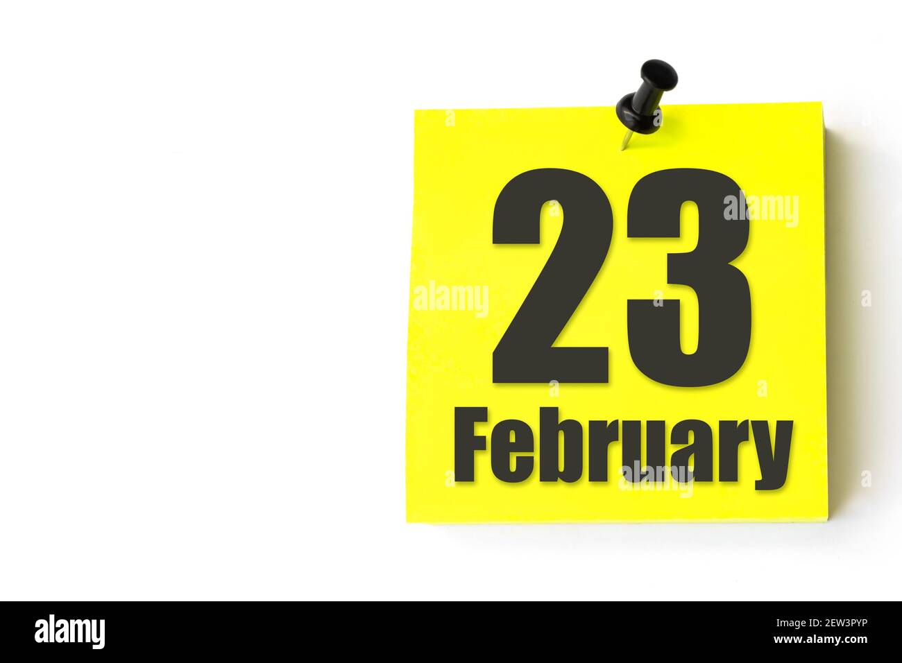 February 23rd. Day 23 of month, Calendar date. Yellow sheet of the ...