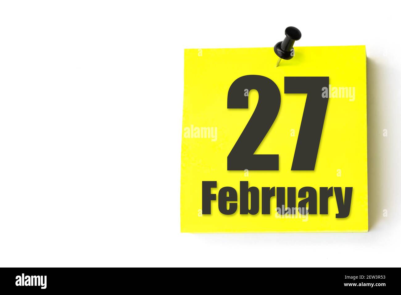 February 27th. Day 27 of month, Calendar date. Yellow sheet of the ...