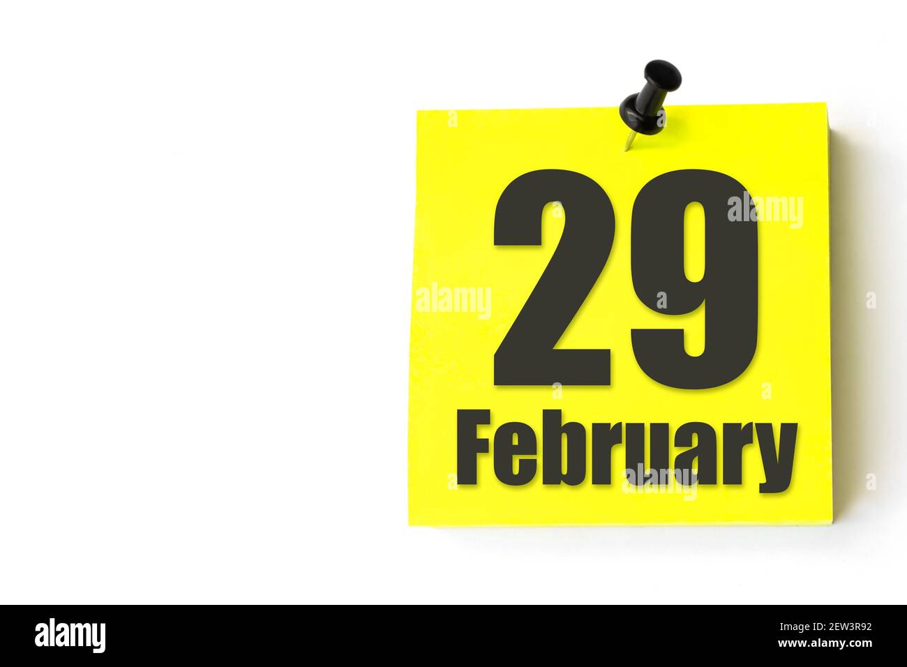 February 29th. Day 29 of month, Calendar date. Yellow sheet of the ...