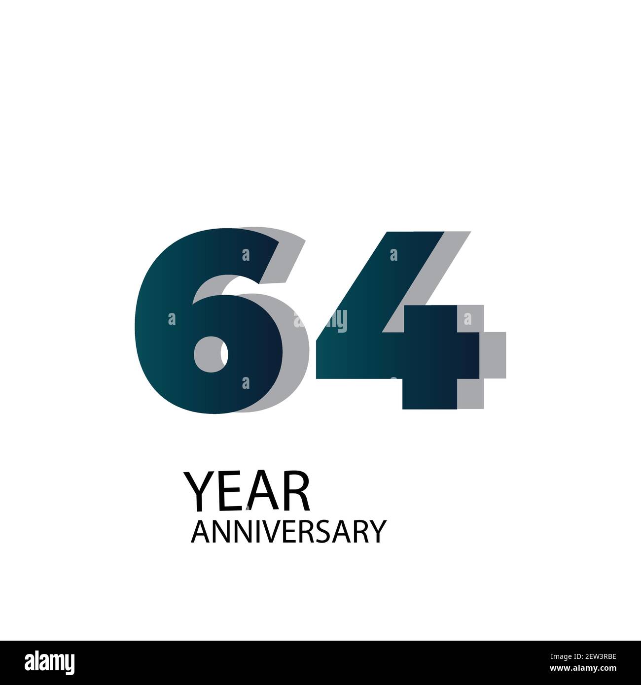 64 Year Anniversary Vector Template Design Illustration Blue Elegant ...