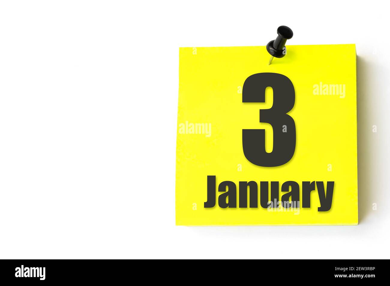 January 3rd. Day 3 of month, Calendar date. Yellow sheet of the ...