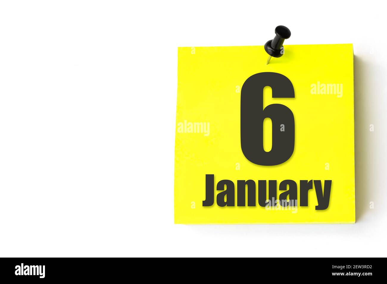 January 6th. Day 6 of month, Calendar date. Yellow sheet of the ...
