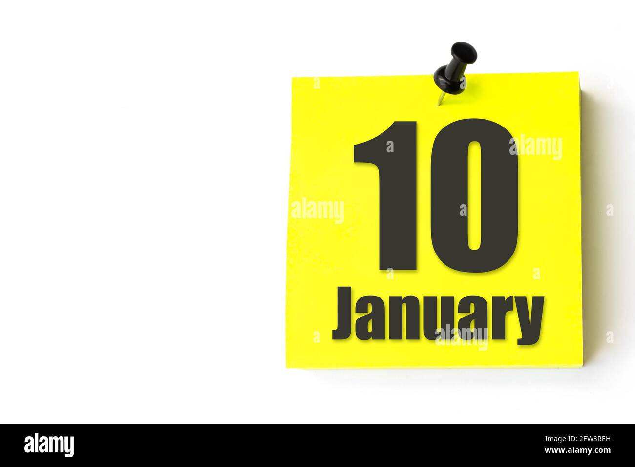 January 10th. Day 10 of month, Calendar date. Yellow sheet of the ...