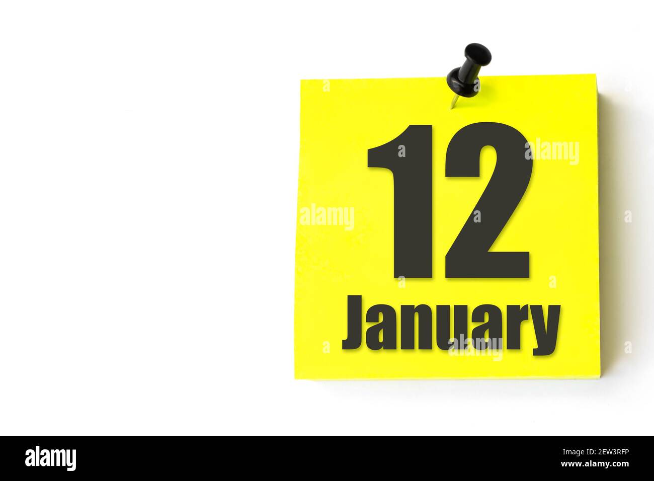January 12nd. Day 12 of month, Calendar date. Yellow sheet of the ...