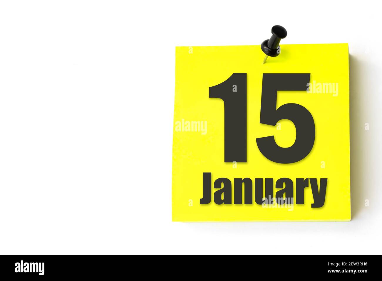 January 15th. Day 15 of month, Calendar date. Yellow sheet of the ...