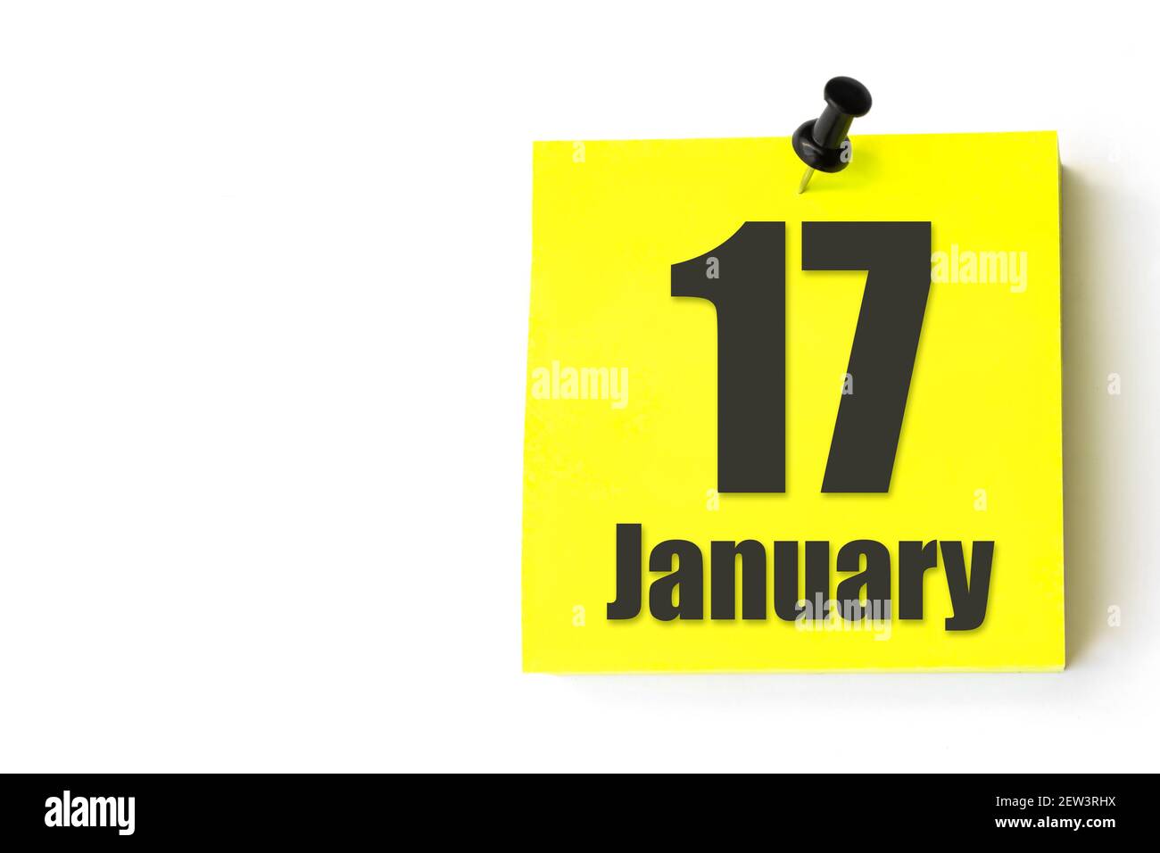 January 17th. Day 17 of month, Calendar date. Yellow sheet of the ...