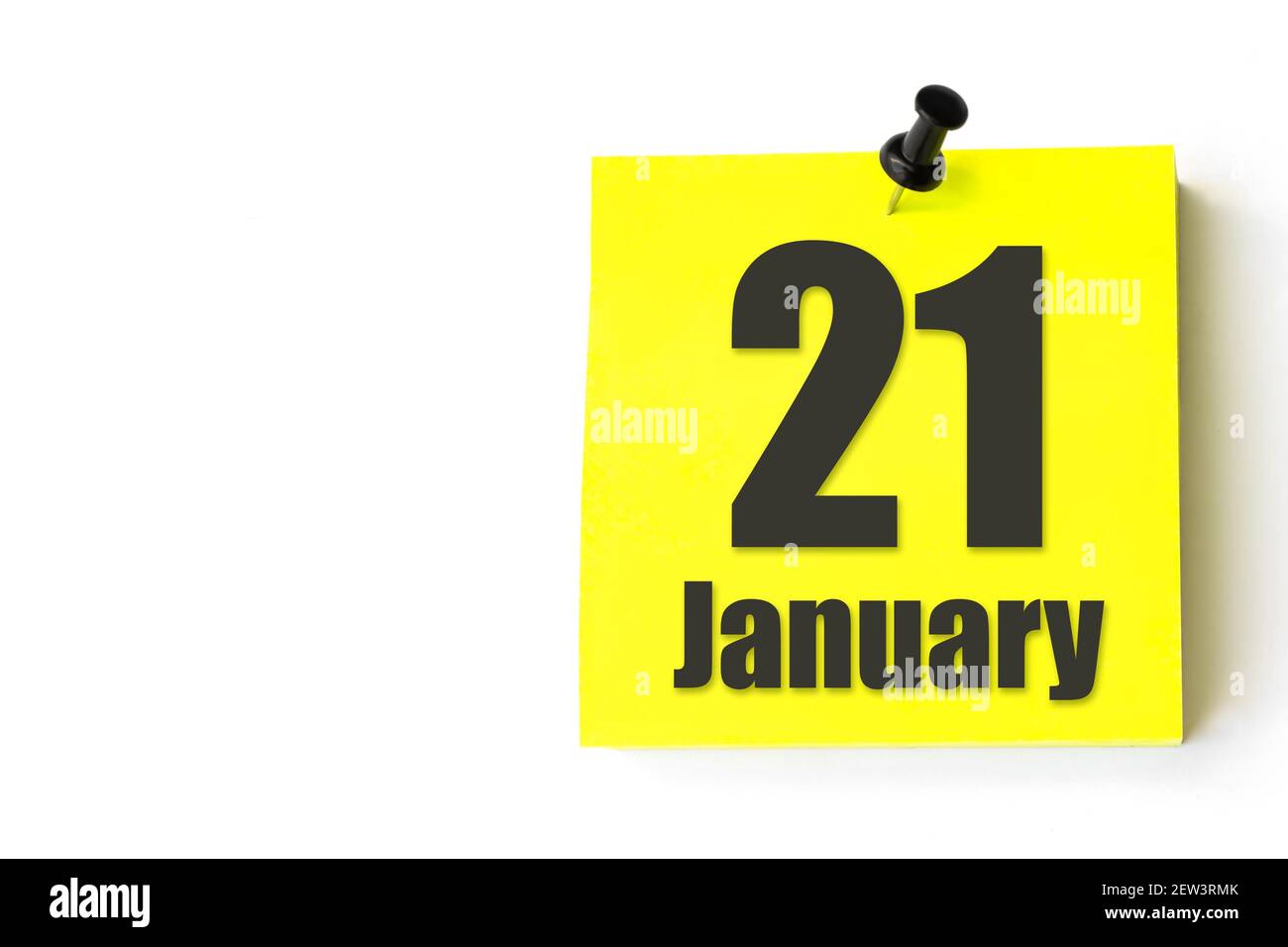 January 21st . Day 21 of month, Calendar date. Yellow sheet of the ...