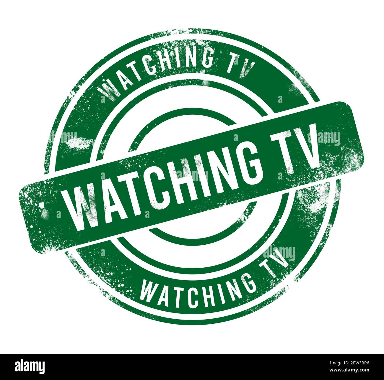 watching tv - green round grunge button, stamp Stock Photo - Alamy