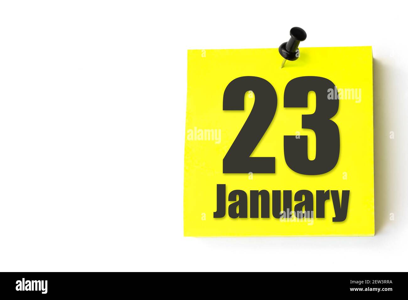 January 23rd. Day 23 of month, Calendar date. Yellow sheet of the ...