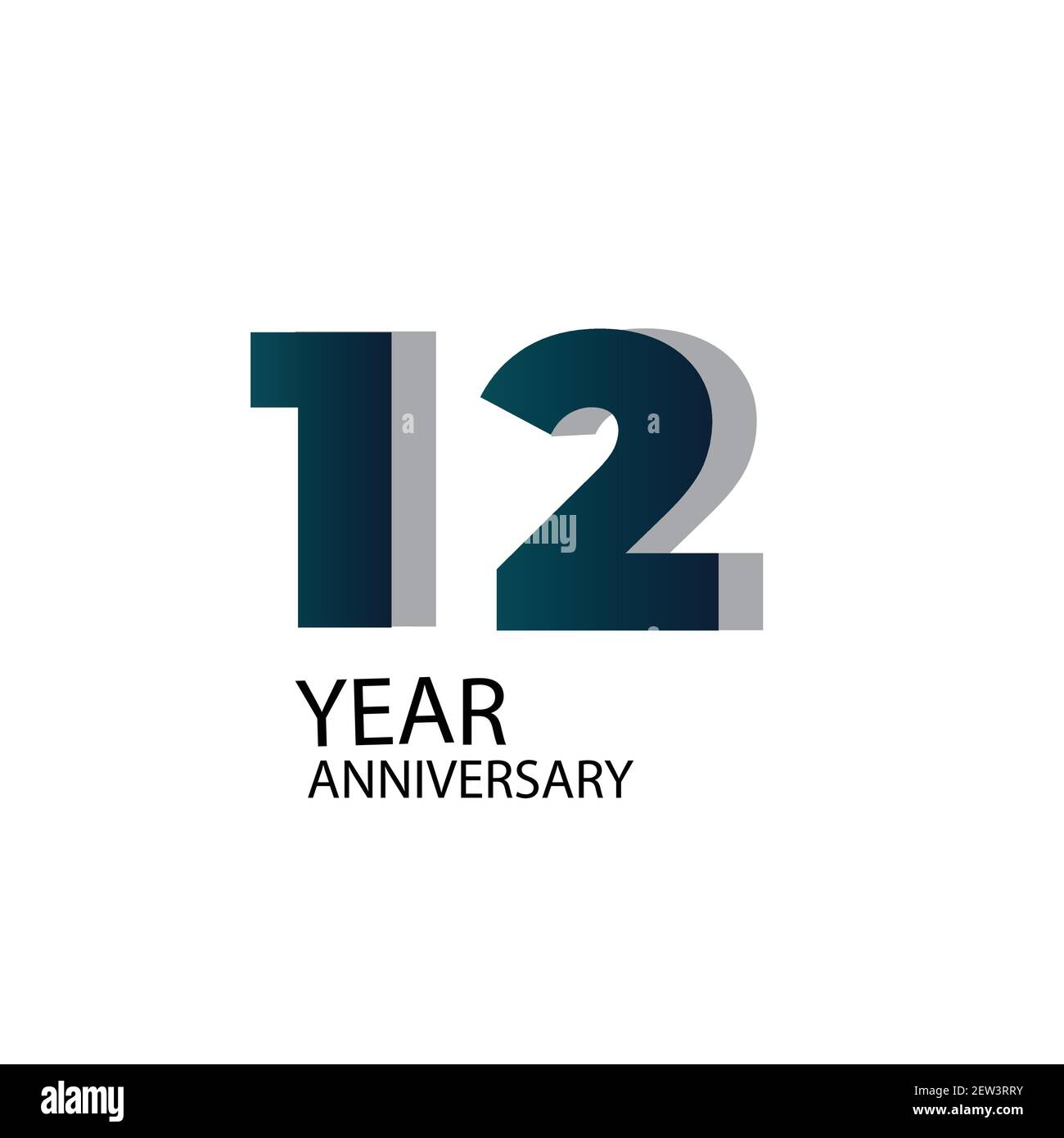 12 Year Anniversary Vector Template Design Illustration Blue Elegant ...