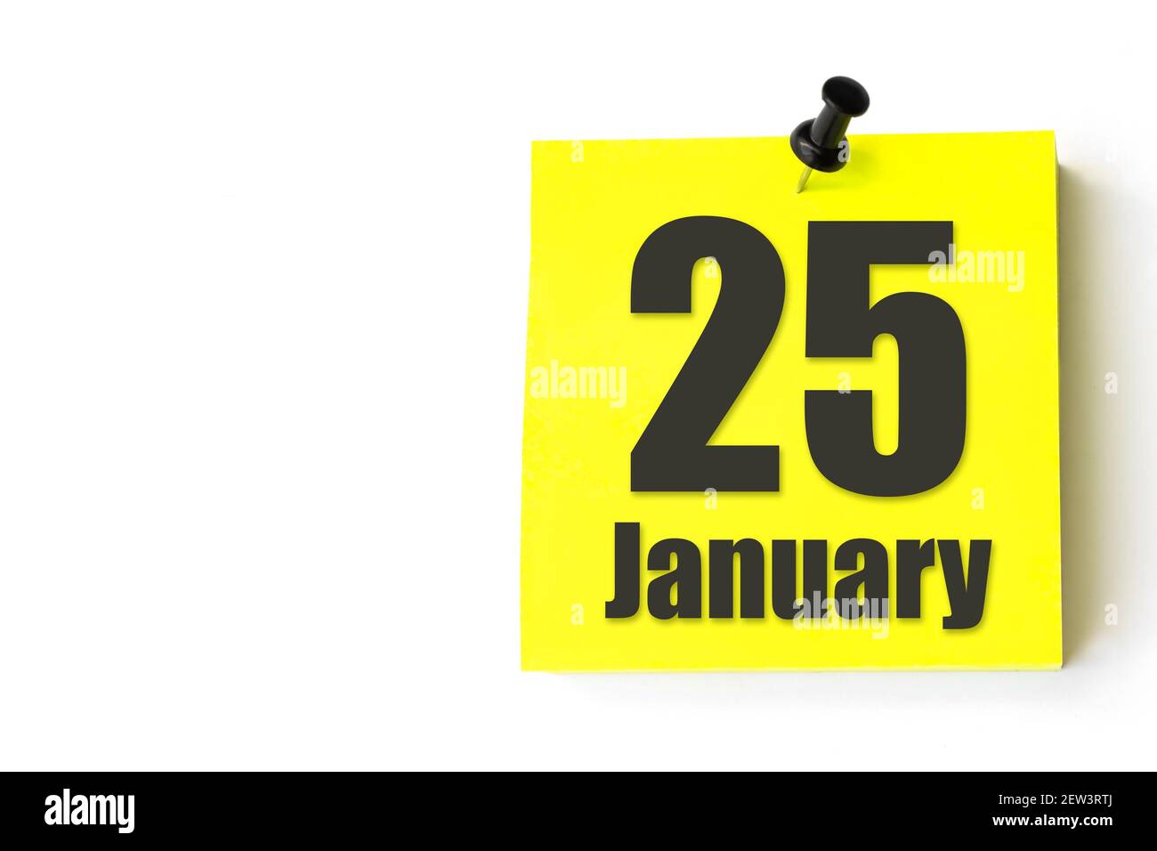 January 25th. Day 25 of month, Calendar date. Yellow sheet of the ...