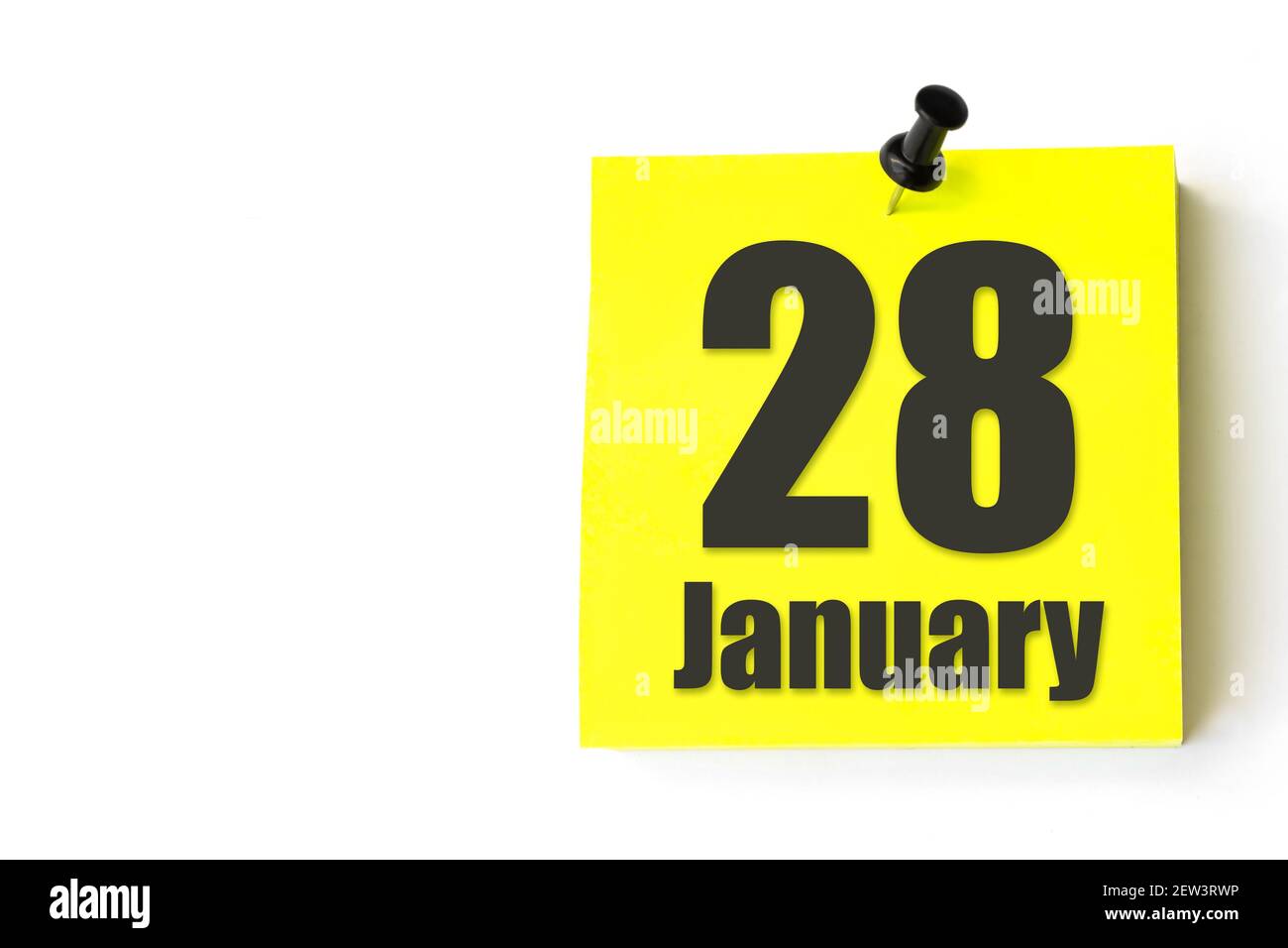 January 28th. Day 28 of month, Calendar date. Yellow sheet of the ...