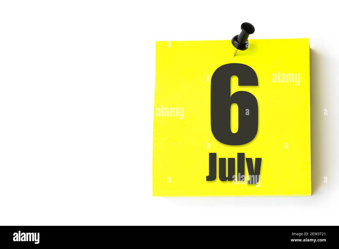 July 6th. Day 6 of month, Calendar date. Yellow sheet of the calendar ...