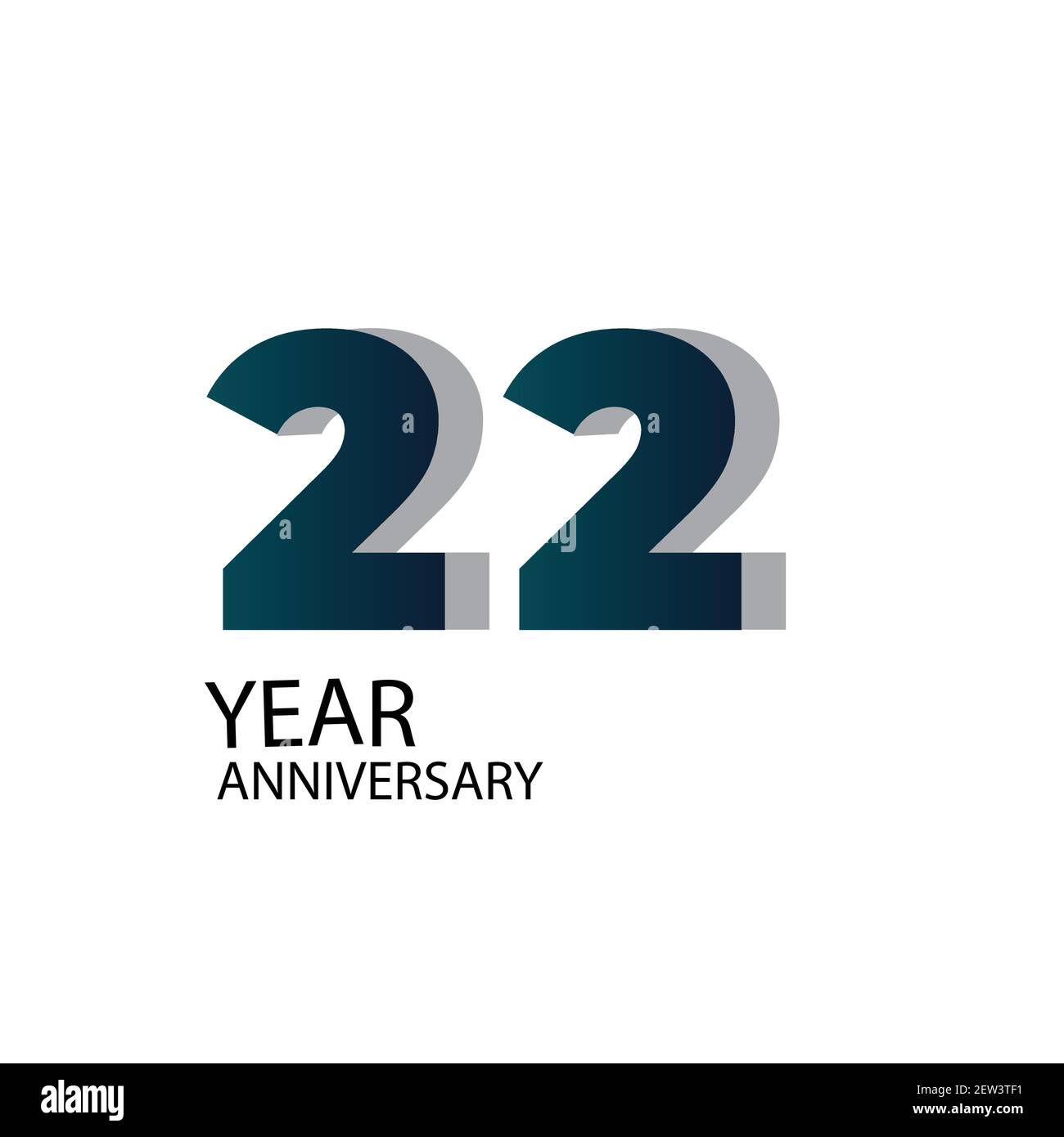 22 Year Anniversary Vector Template Design Illustration Blue Elegant ...
