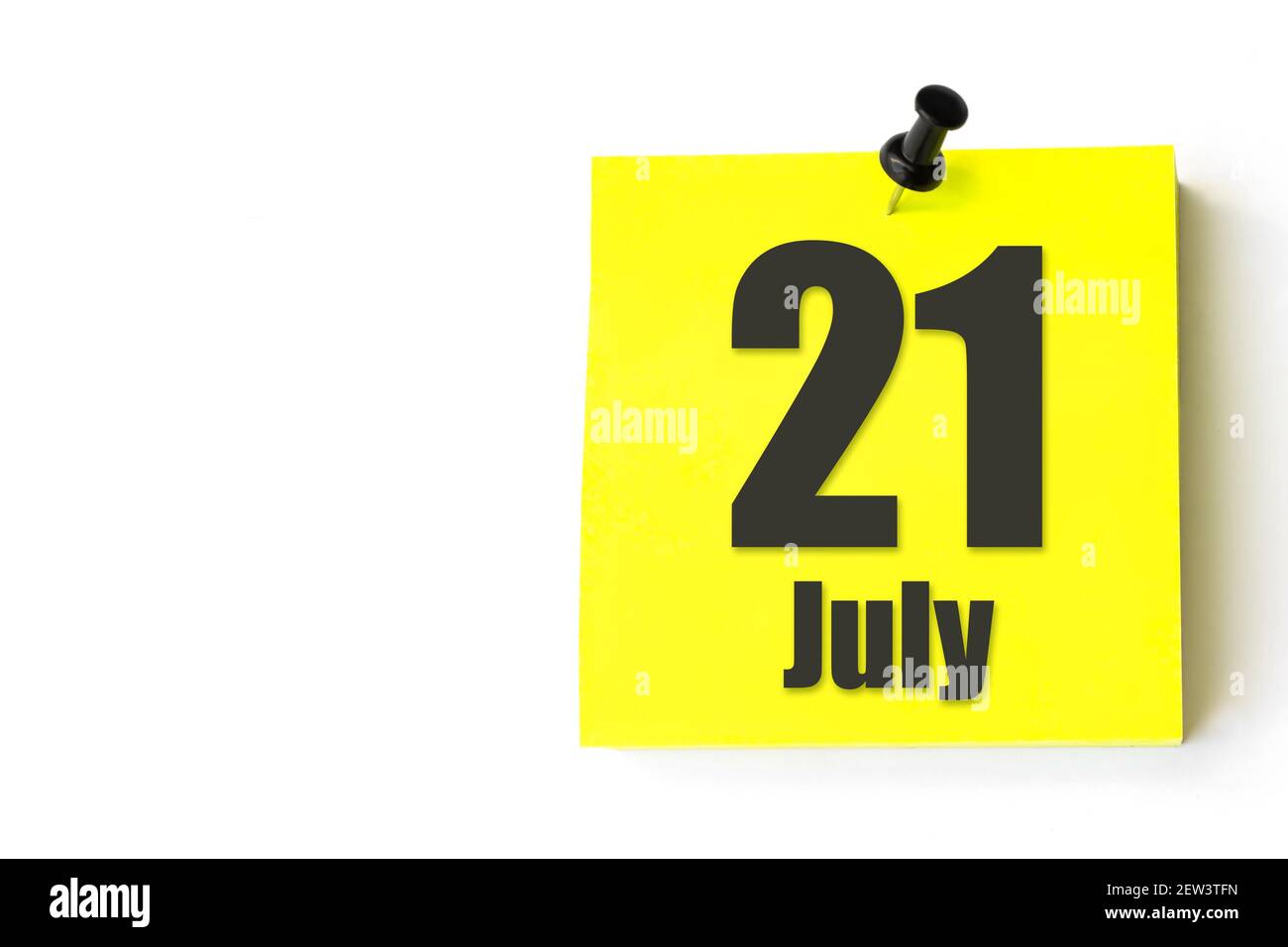 July 21st . Day 21 of month, Calendar date. Yellow sheet of the ...