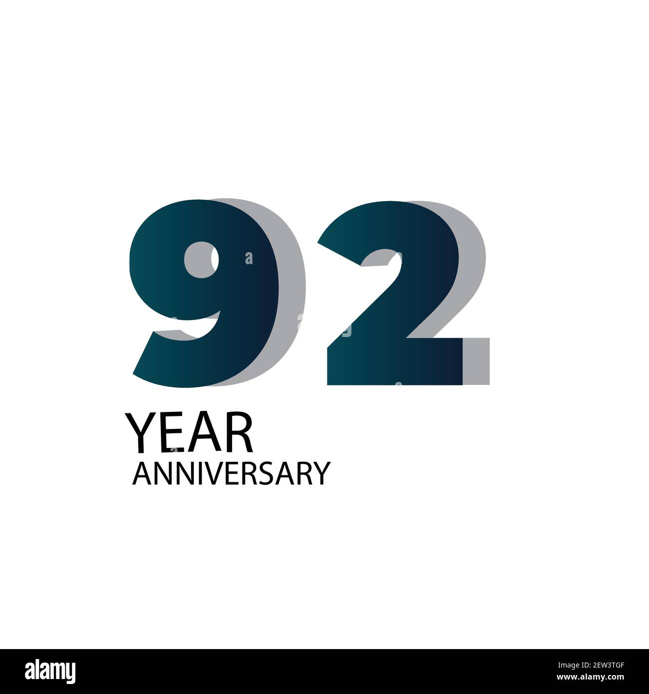 92 Year Anniversary Vector Template Design Illustration Blue Elegant ...