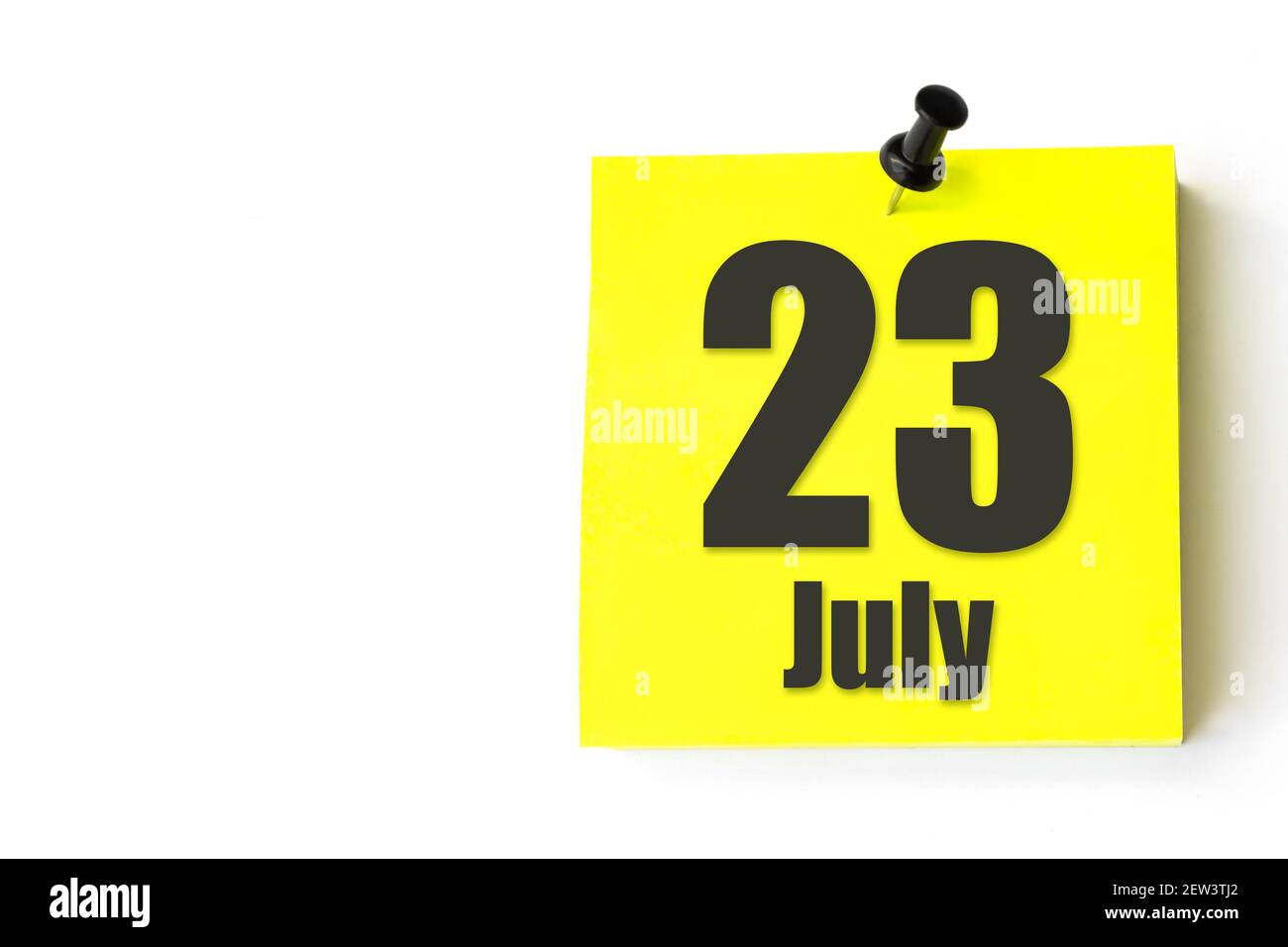 July 23rd. Day 23 of month, Calendar date. Yellow sheet of the calendar ...