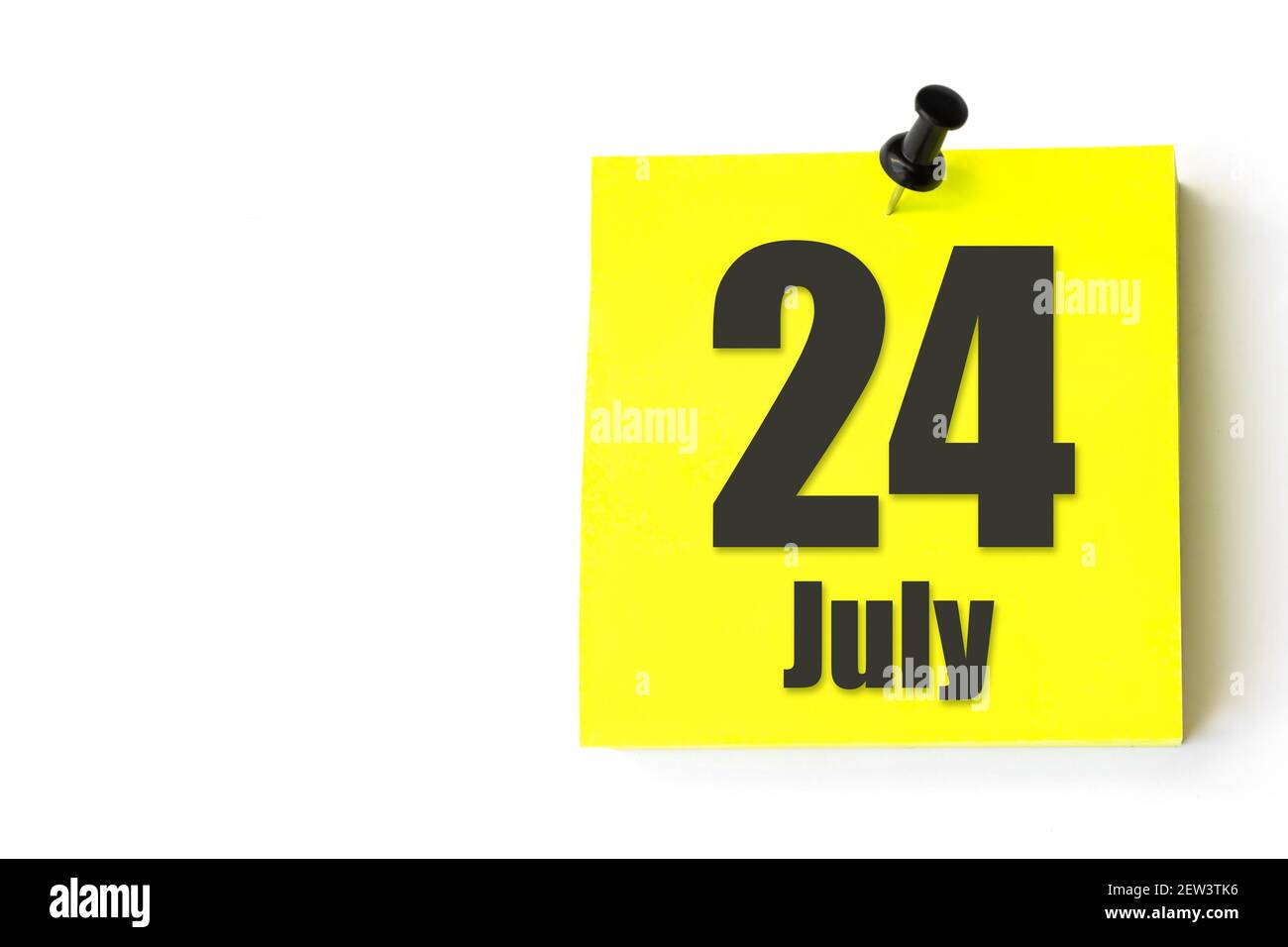 July 24th. Day 24 of month, Calendar date. Yellow sheet of the calendar ...