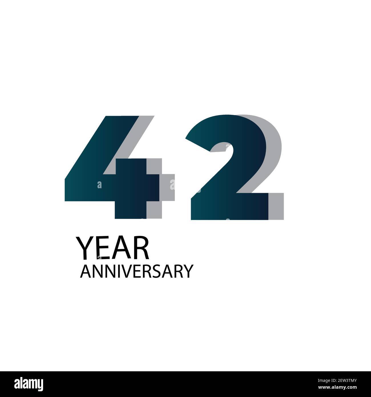 42 Year Anniversary Vector Template Design Illustration Blue Elegant ...