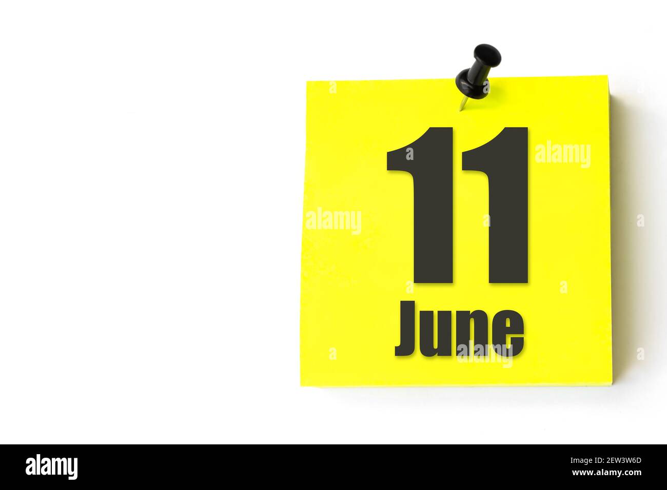 June 11st . Day 11 of month, Calendar date. Yellow sheet of the ...