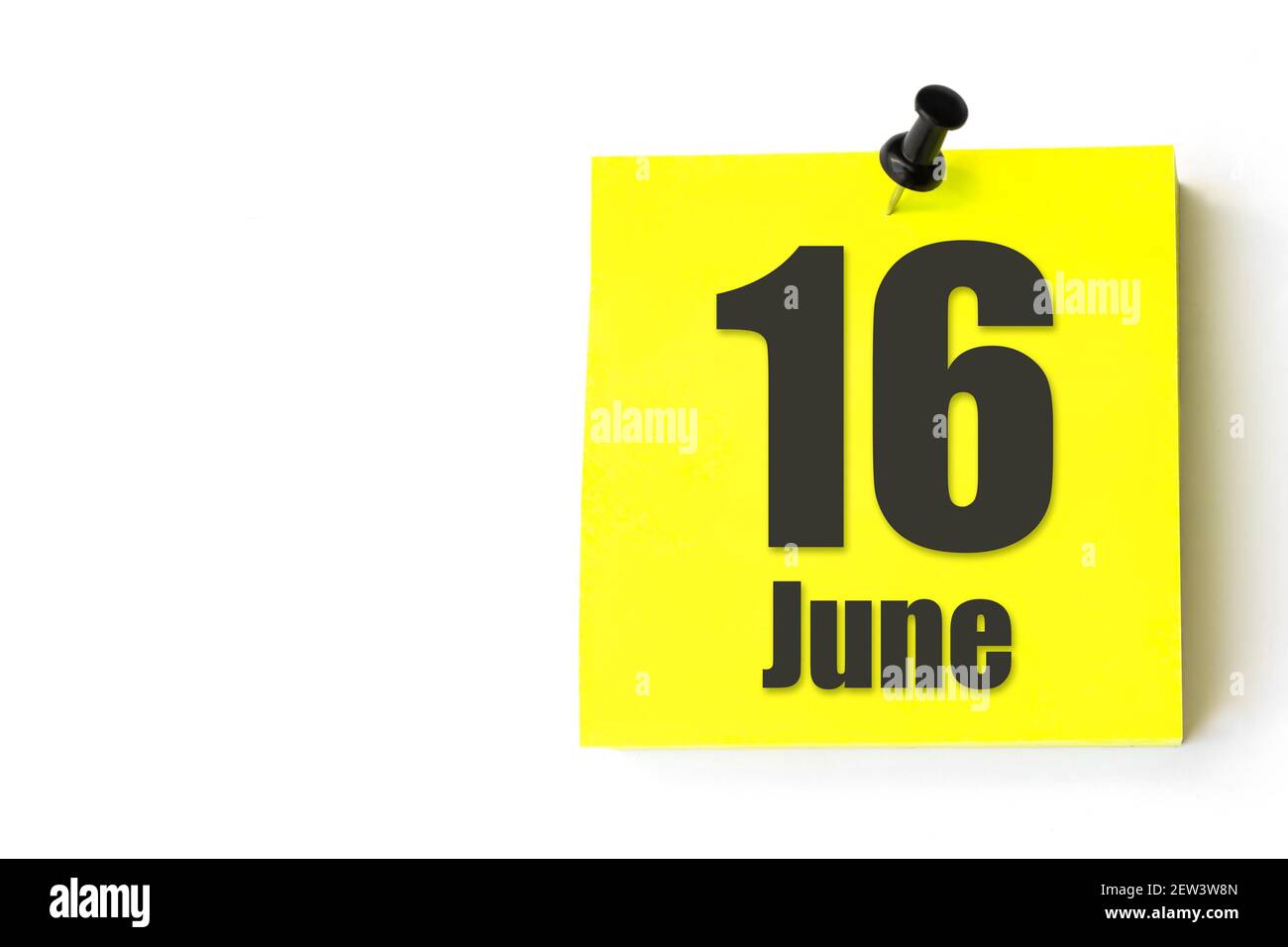 June 16th. Day 16 of month, Calendar date. Yellow sheet of the calendar ...