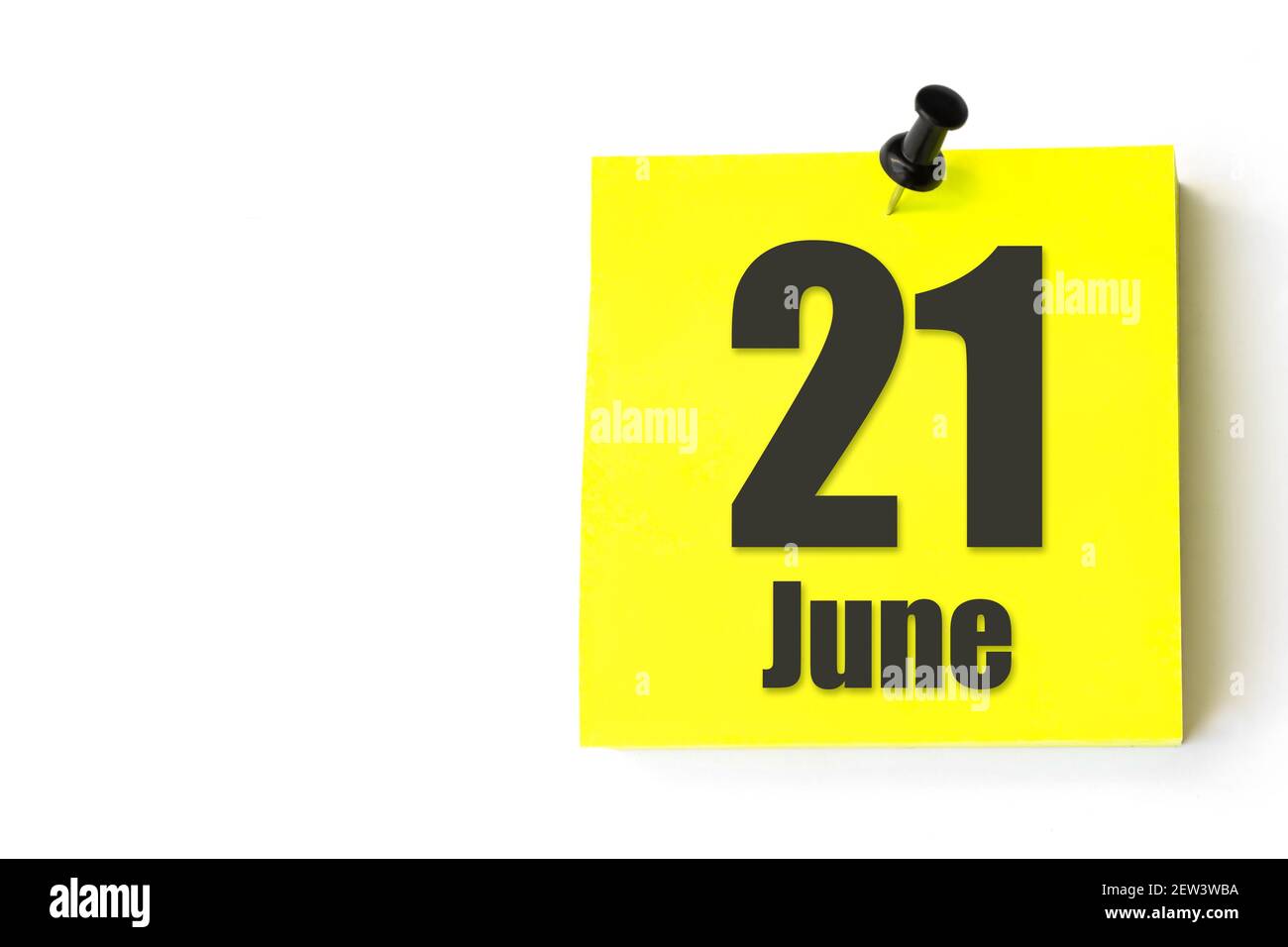 June 21st . Day 21 of month, Calendar date. Yellow sheet of the ...