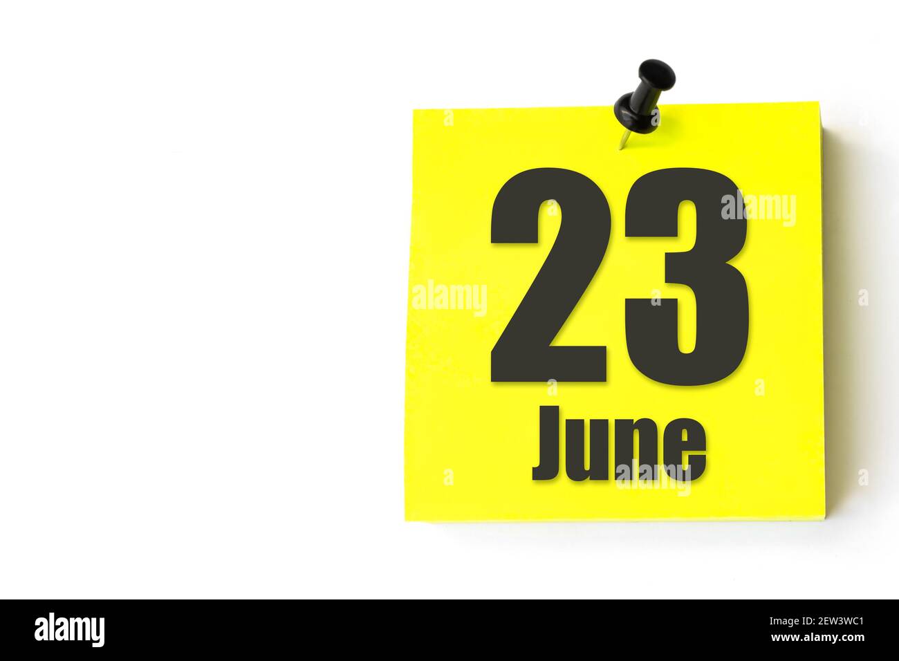 June 23rd. Day 23 of month, Calendar date. Yellow sheet of the calendar ...