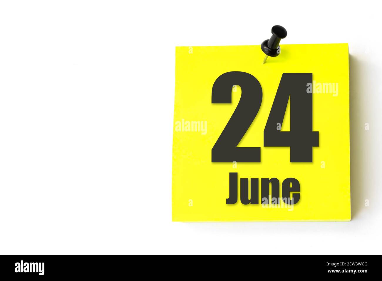 June 24th. Day 24 of month, Calendar date. Yellow sheet of the calendar ...