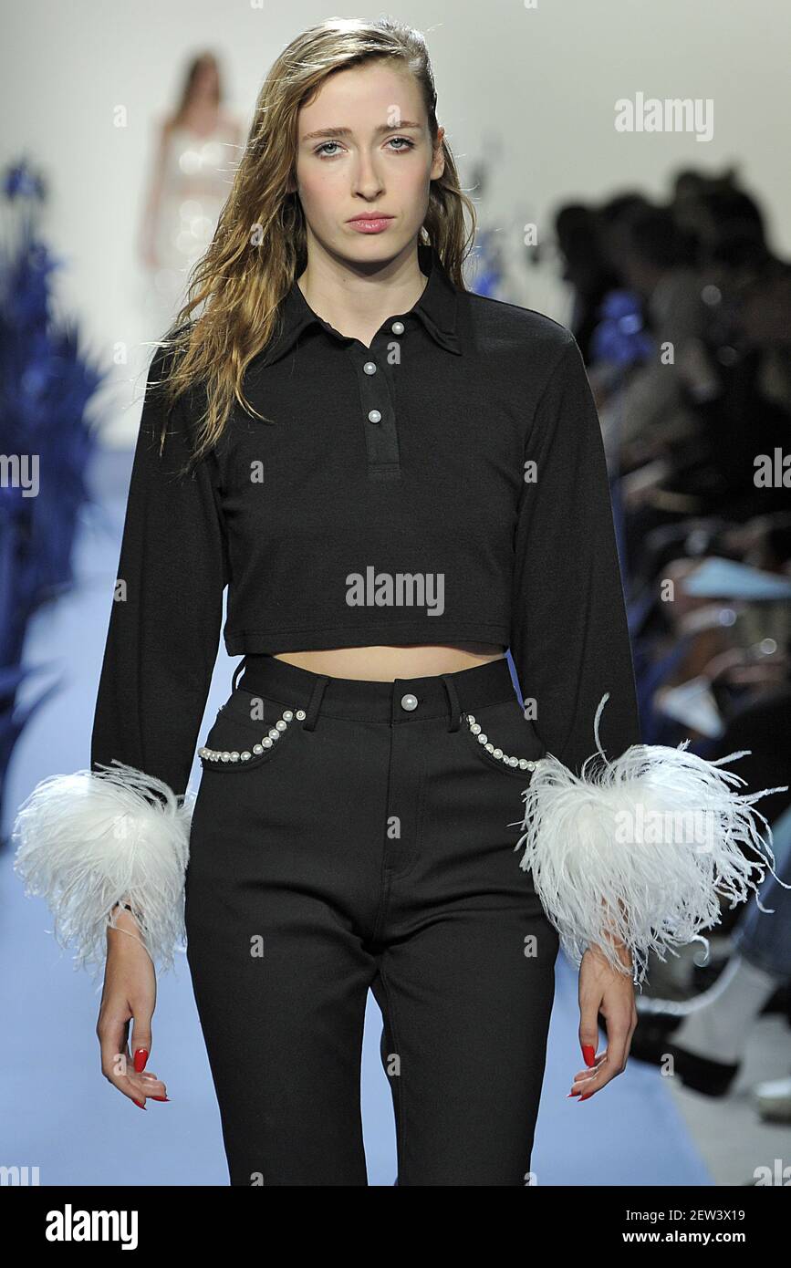 Model Georgia Howorth walks on the runway during the Adam Selman ...