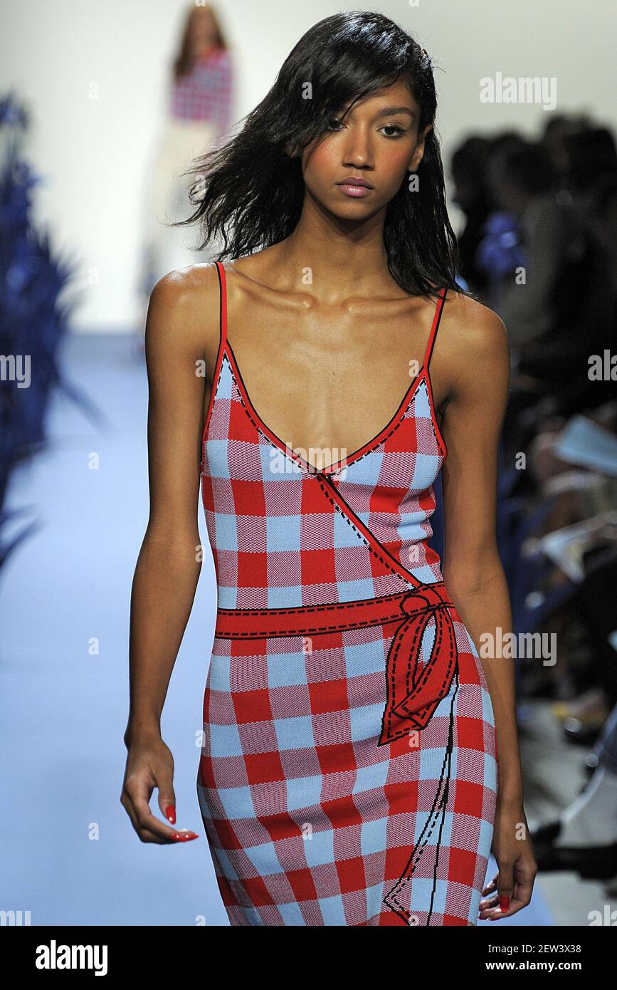 Model Aiden Curtiss walks on the runway during the Adam Selman Fashion ...