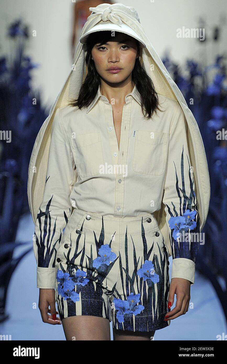 Model Rina Fukushi walks on the runway during the Adam Selman Fashion ...