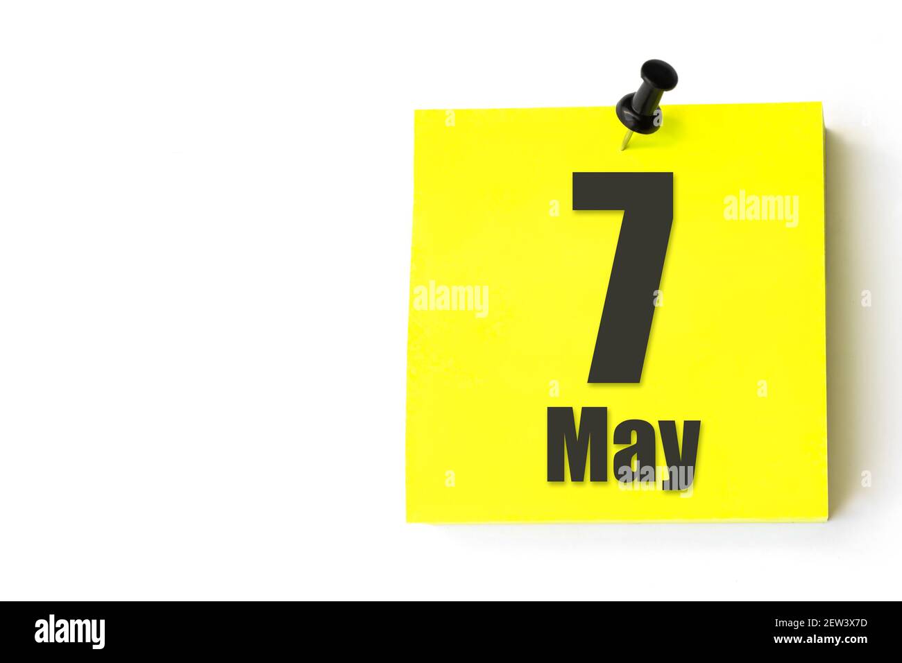 May 7th. Day 7 of month, Calendar date. Yellow sheet of the calendar ...