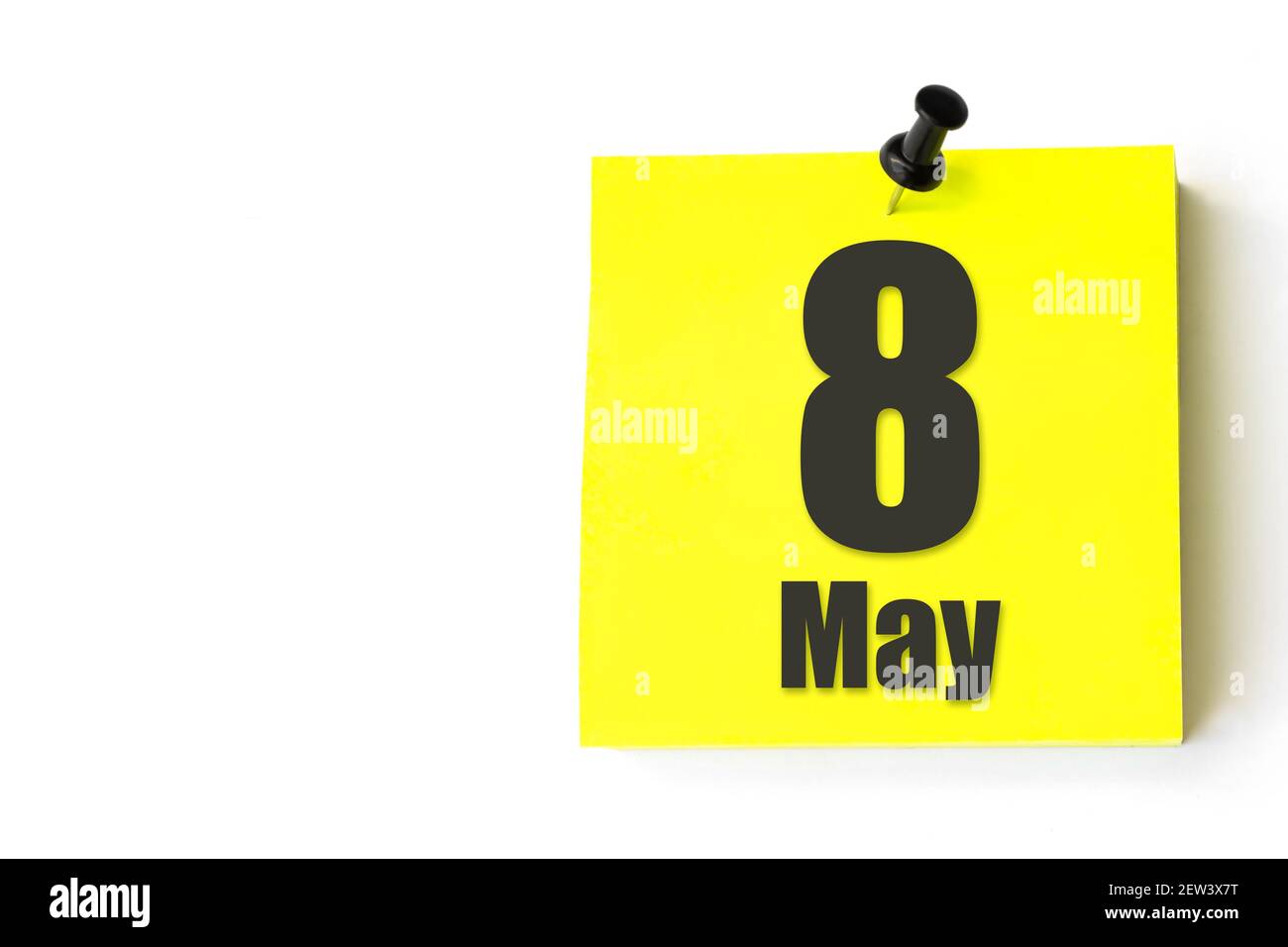 May 8th. Day 8 of month, Calendar date. Yellow sheet of the calendar ...