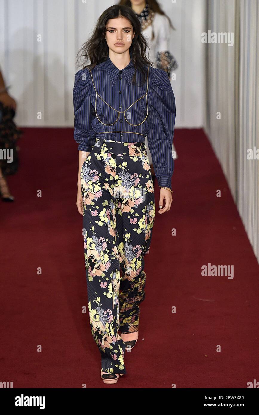 Model Alexandra Binaris walks on the runway during the Jill Stuart ...