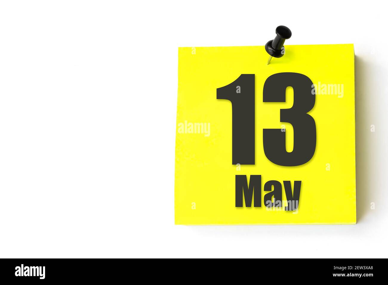 May 13rd. Day 13 of month, Calendar date. Yellow sheet of the calendar ...